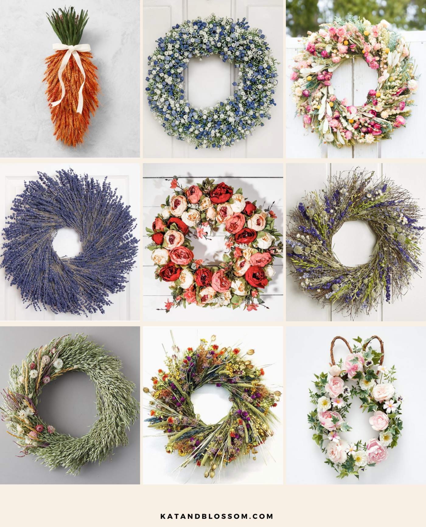 Unique and Stunning: 17+ Best Natural Dried Spring Wreaths - Kat and ...