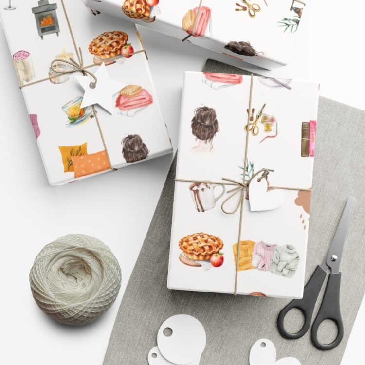 Cozy Things Watercolor Eco Wrapping Paper - Kat and Blossom