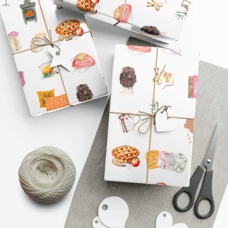 Cozy Things Watercolor Eco Wrapping Paper - Kat and Blossom